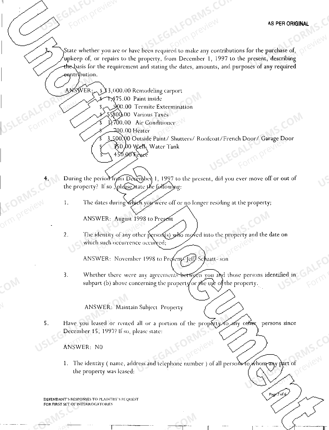 Texas Defendant's Responses and Objections | US Legal Forms