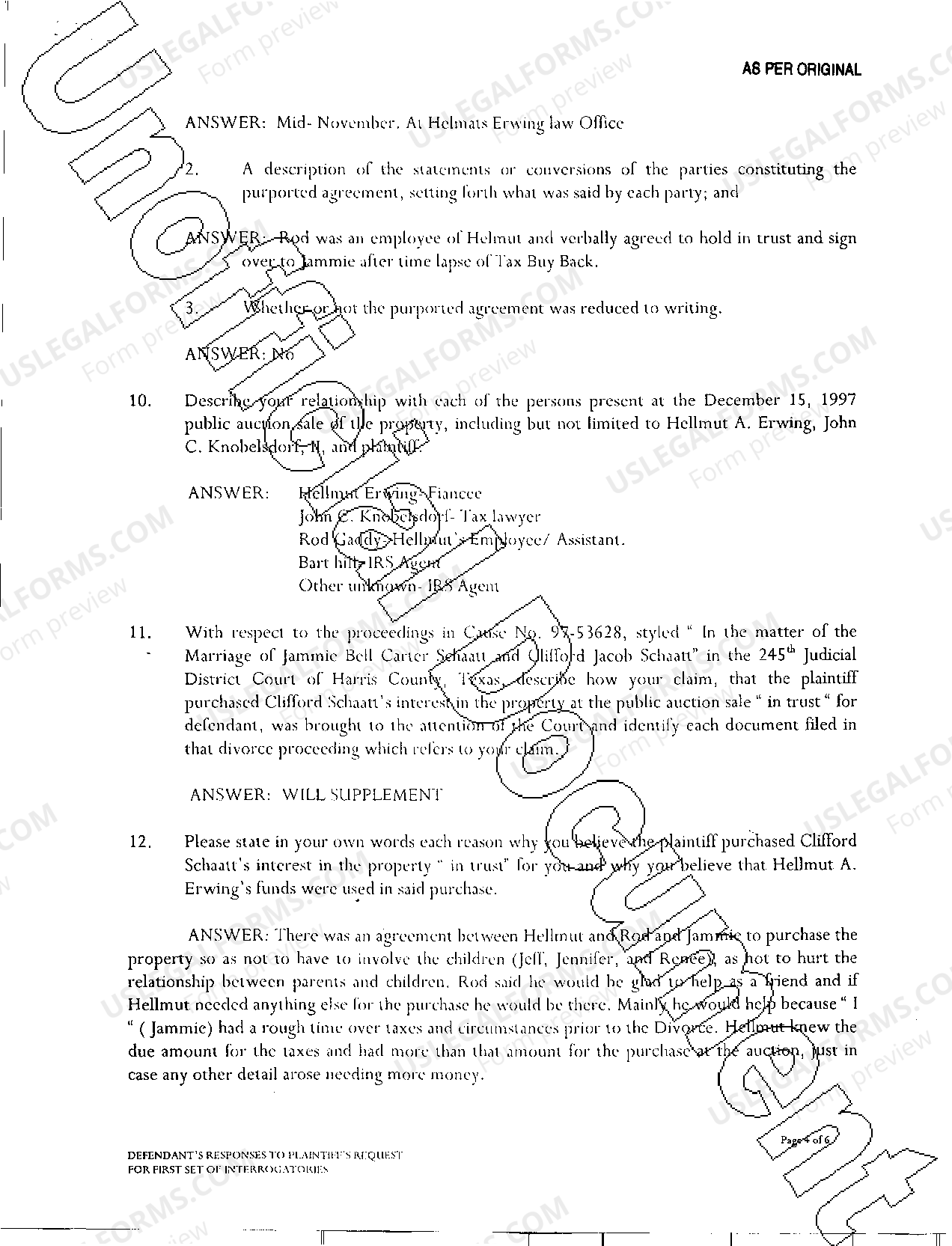 Texas Defendant's Responses and Objections | US Legal Forms