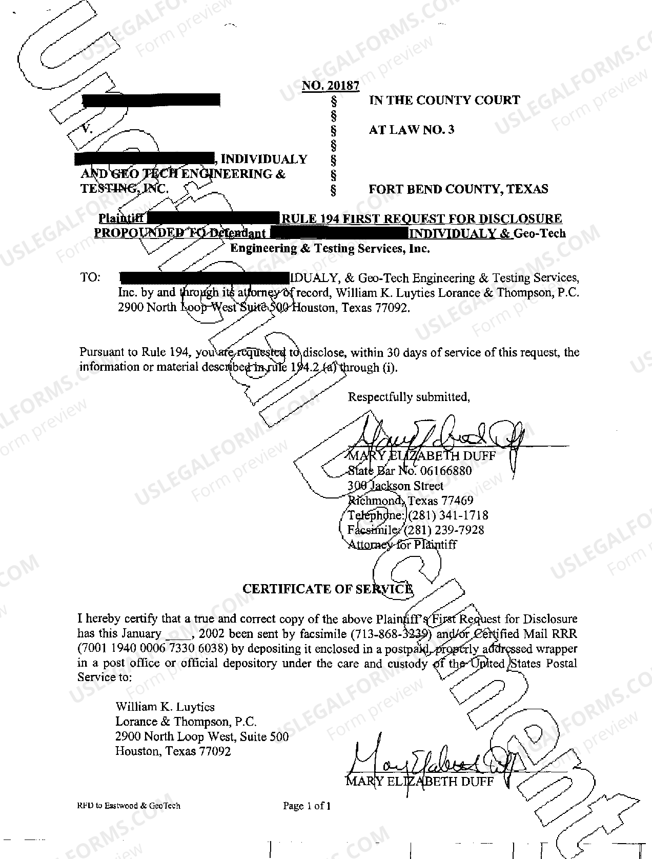 Harris Texas Plaintiff's Request for Discovery | US Legal Forms