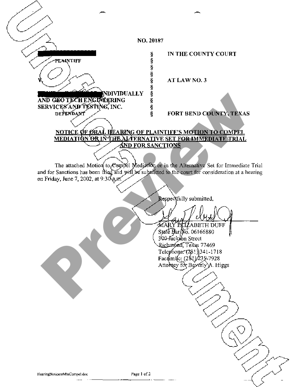 Mesquite Texas Notice of Oral Hearing of Plaintiff's Motion | US Legal ... Mesquite Texas Notice of Oral Hearing of Plaintiff's Motion | US Legal ...