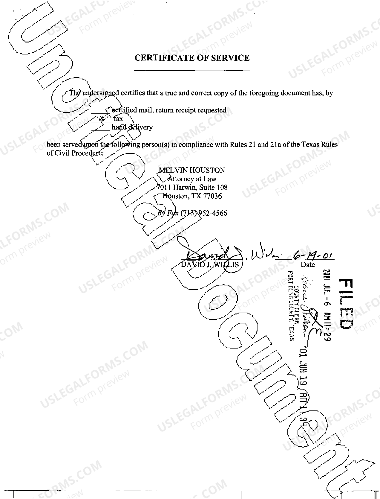 Texas Certificate of Transcript regarding title proceeding | US Legal Forms
