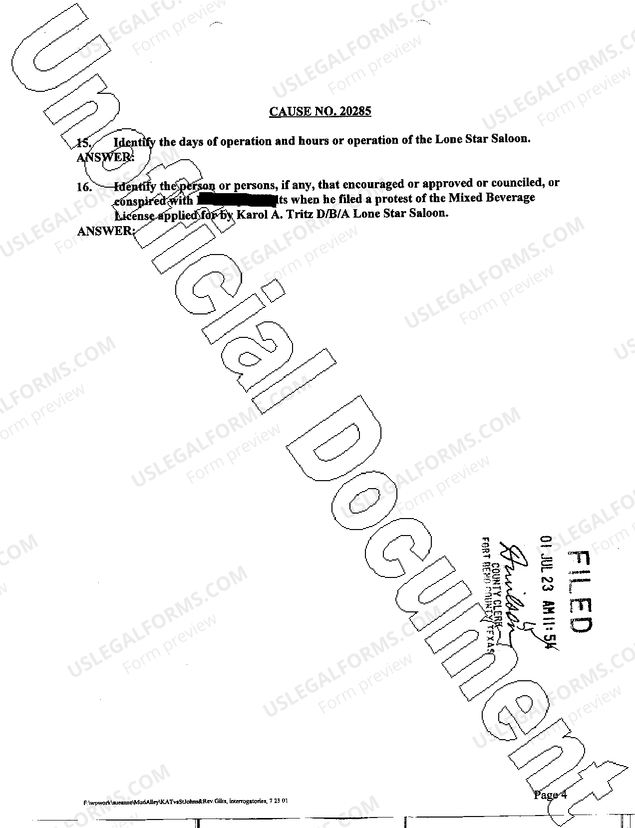 Texas Plaintiff's Request for Interrogatories | US Legal Forms