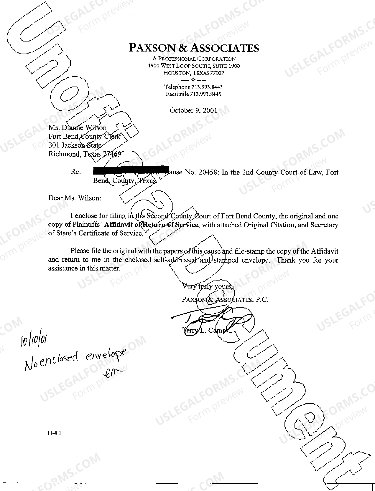 Texas Return of Service - Return Of Service Form Texas | US Legal Forms