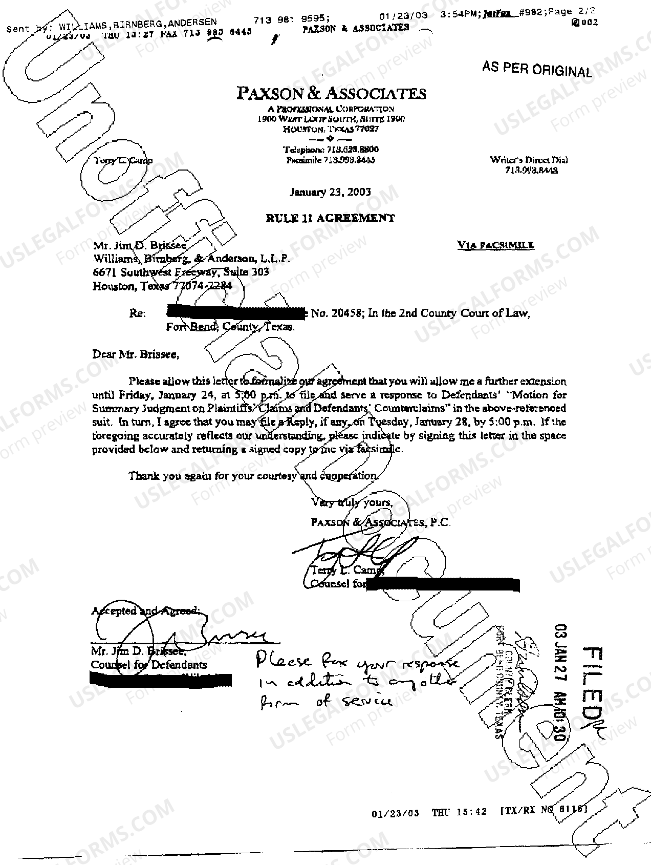 Texas Rule 11 Letter - Rule 11 Letter Sample | US Legal Forms