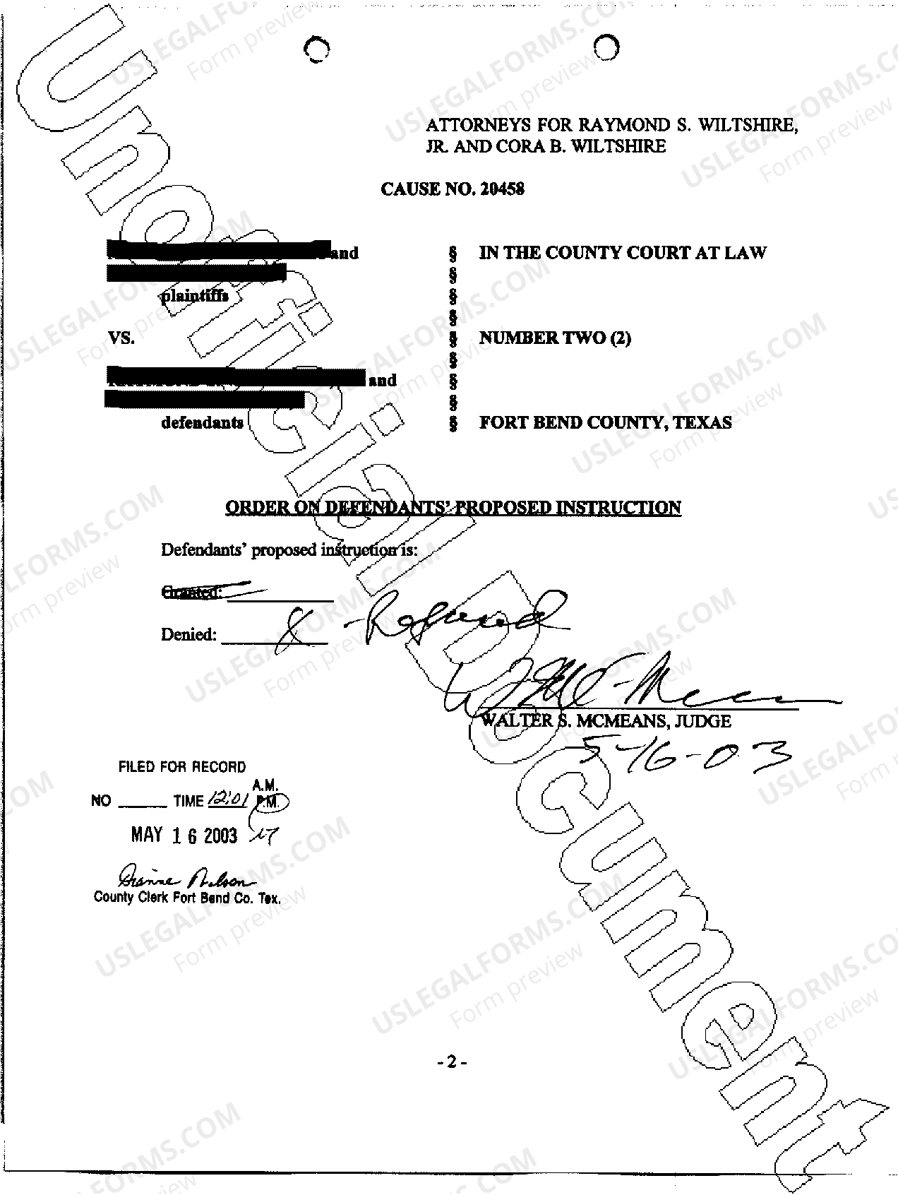 Texas Defendant's Proposed Jury Instruction | US Legal Forms