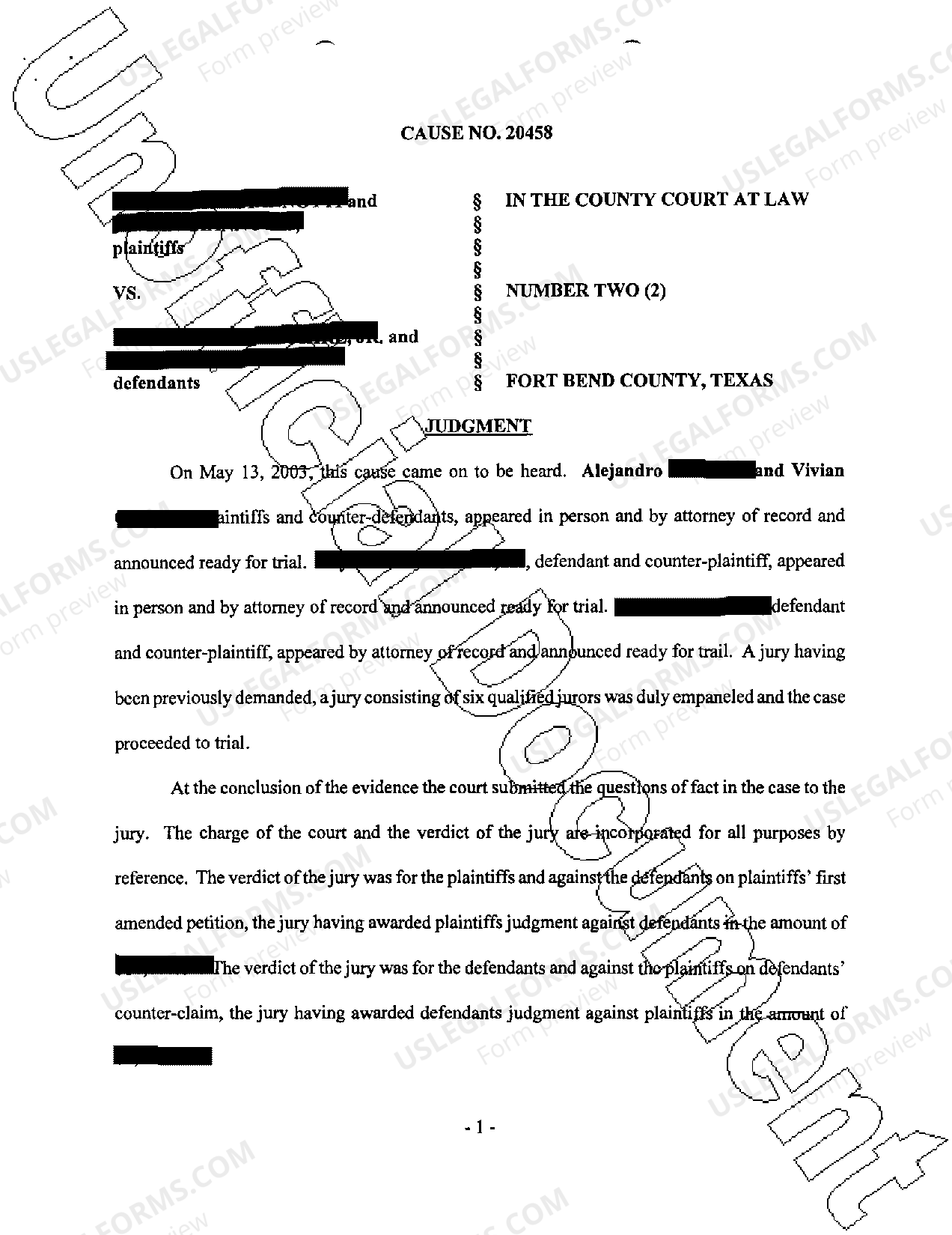 Texas Judgment | US Legal Forms