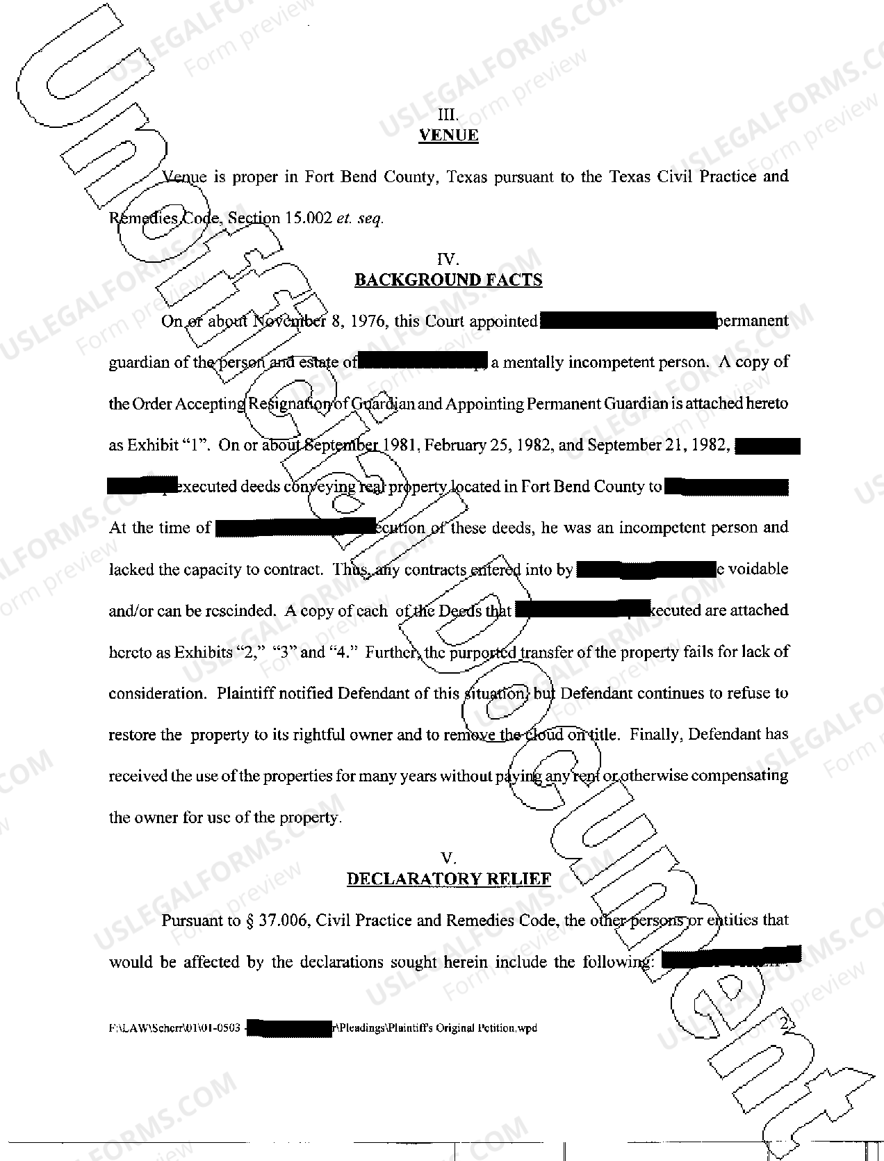 Texas Plaintiff's Original Petition | US Legal Forms