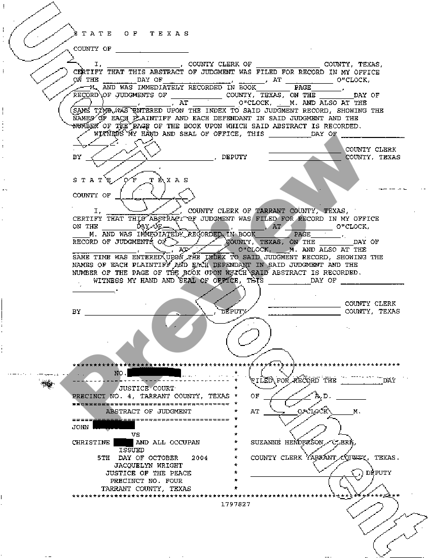 Texas Abstract Of Judgment Us Legal Forms