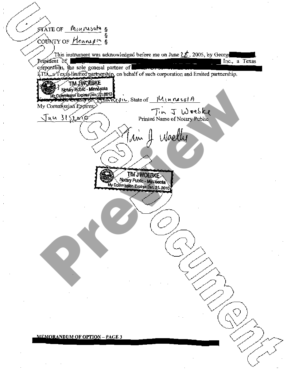 Plano Texas Termination of Memorandum of Option Agreement - Termination ... Plano Texas Termination of Memorandum of Option Agreement - Termination ...