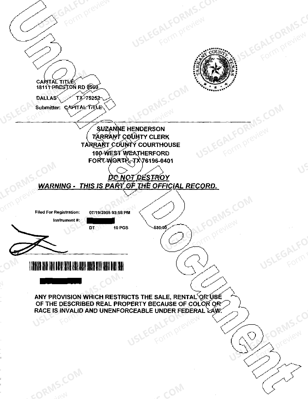 Texas Purchase Money Deed of Trust | US Legal Forms