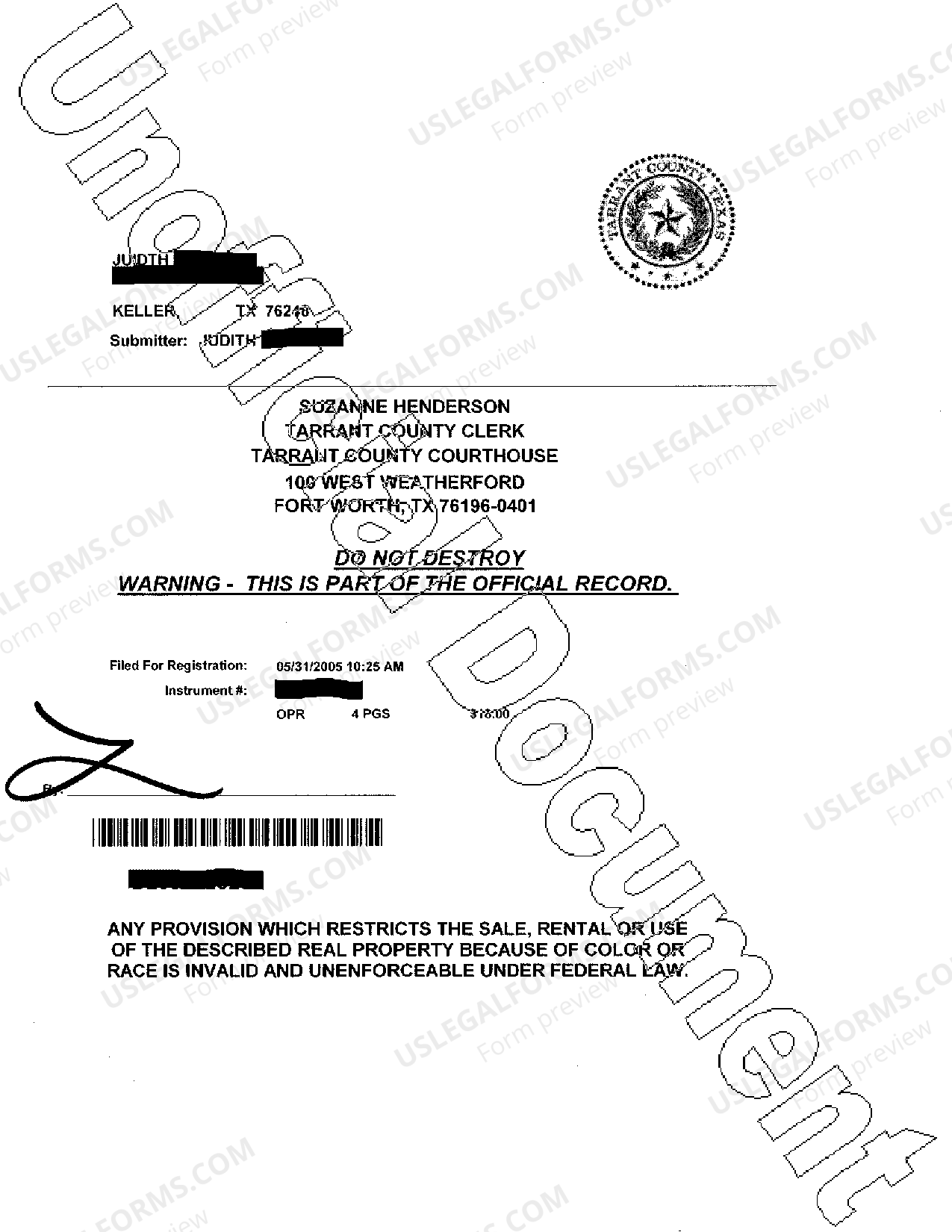 Texas Memorandum of Trust and Deed and Stock Transfer Power | US Legal ...