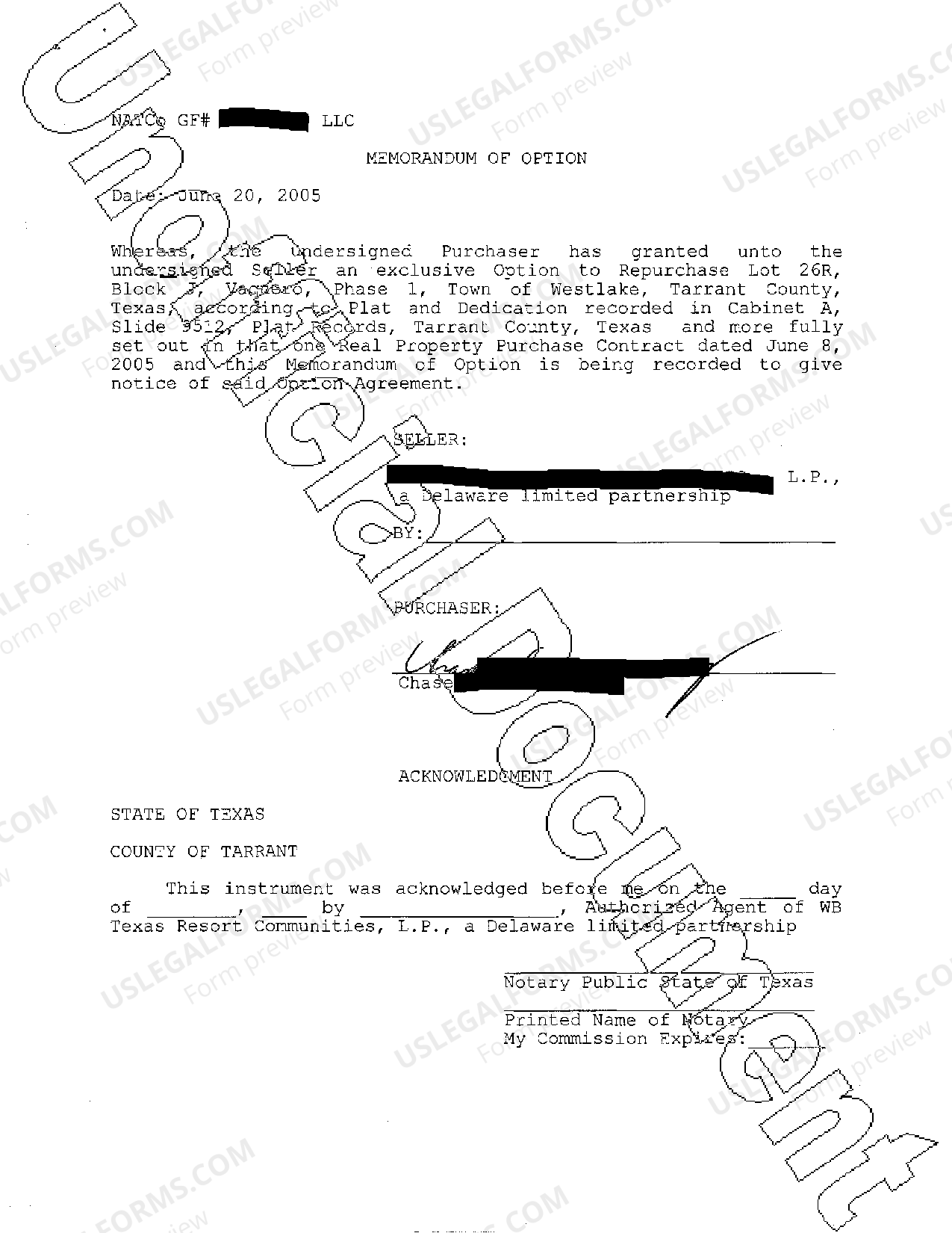 Texas Memorandum of Option | US Legal Forms