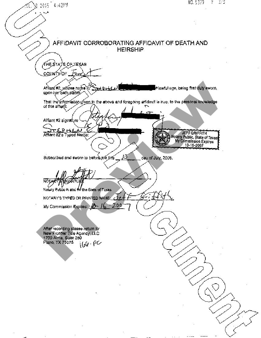 Texas Affidavit Of Death