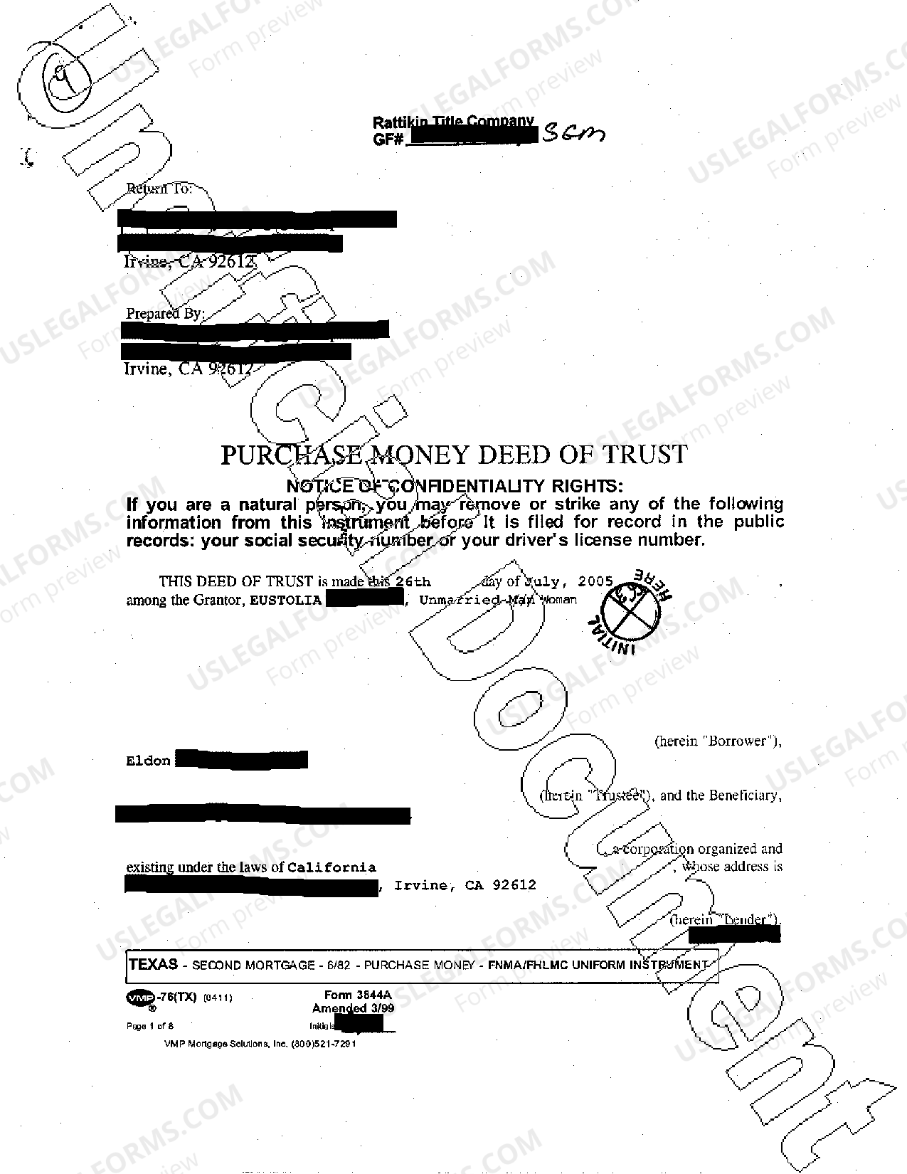 Texas Purchase Money Deed of Trust - What Does A Texas Deed Look Like ...