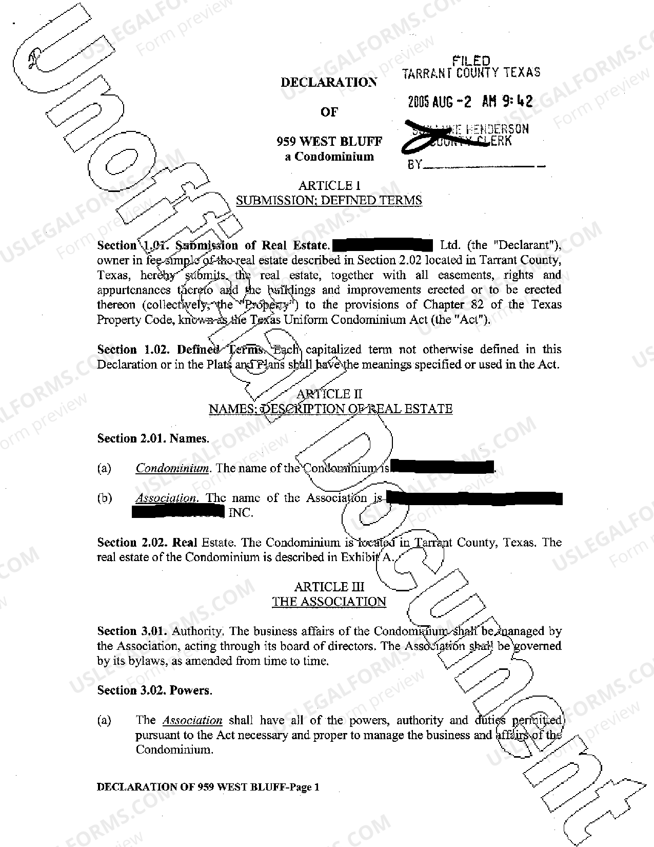 Texas Declaration of Condominiums | US Legal Forms