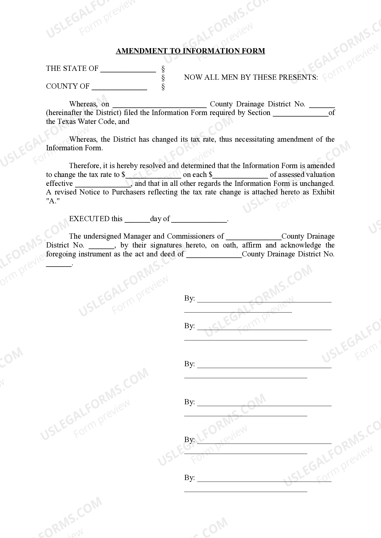 Texas Amendment To Information Form | US Legal Forms
