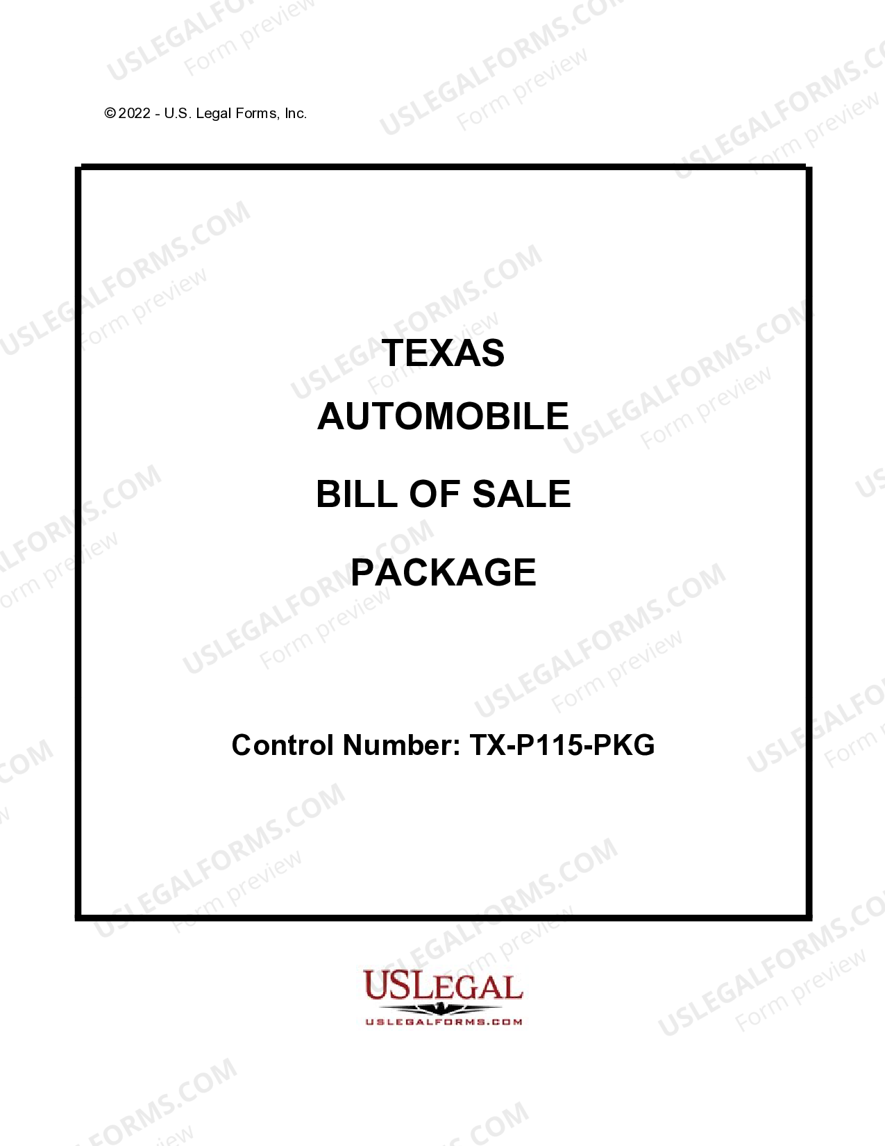Texas Automobile Bill of Sale Package - Texas Automobile Sale | US ...