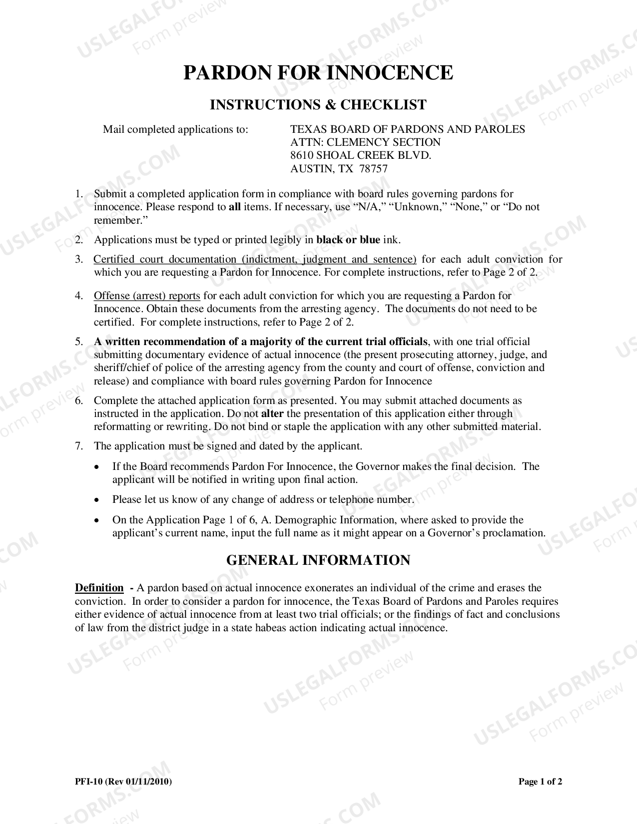 Texas Pardon for Innocence | US Legal Forms