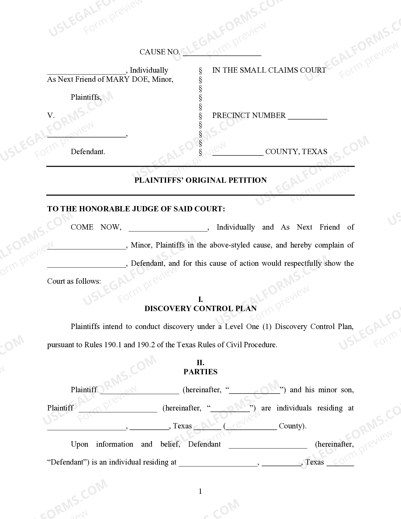 Texas Plaintiff's Original Petition | US Legal Forms