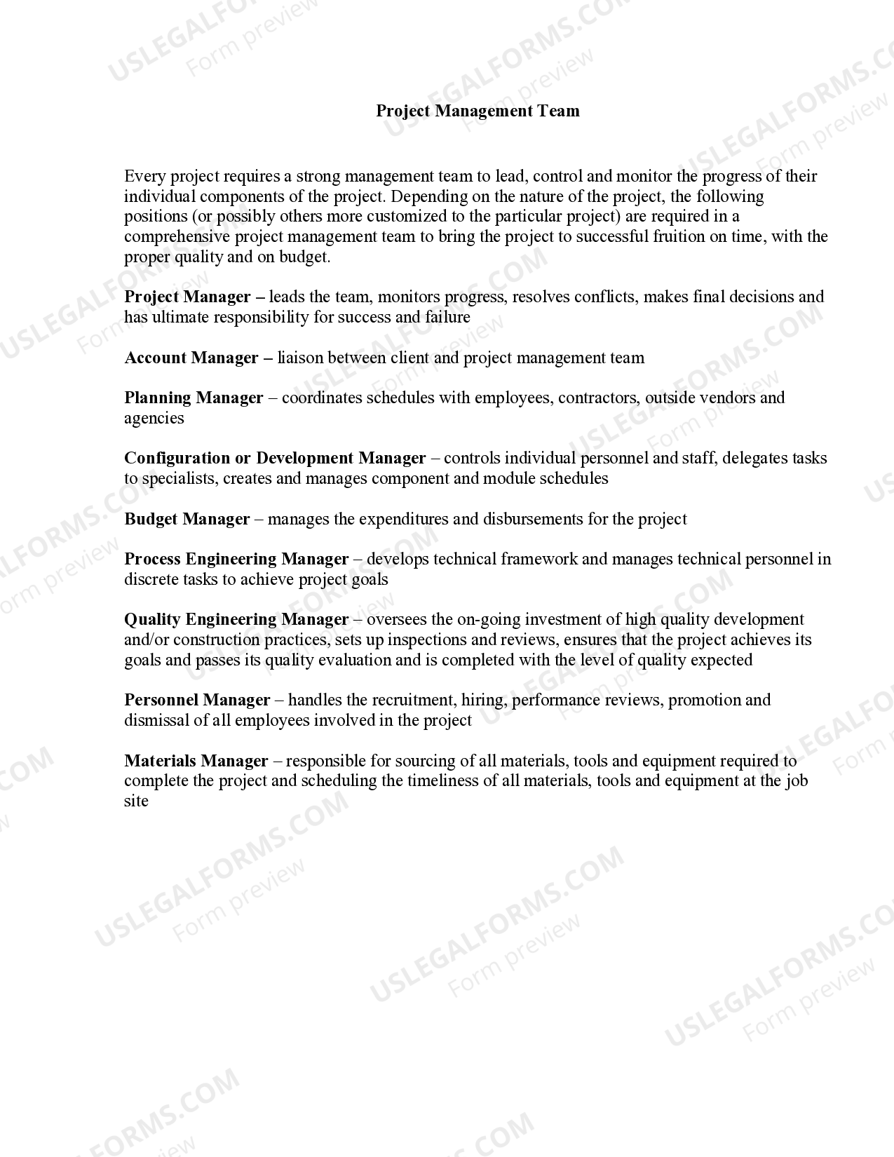 Project Management Team | US Legal Forms