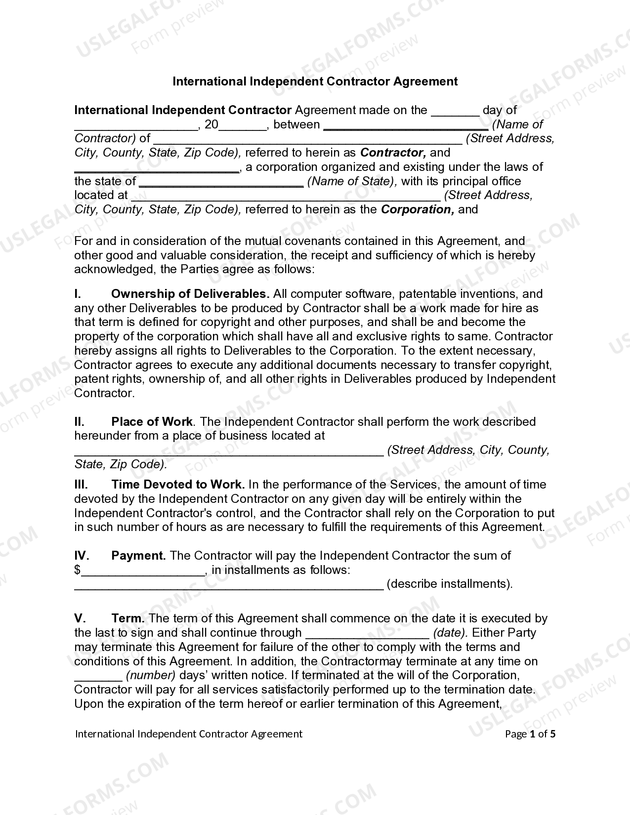Foreign Independent Contractor Agreement Template Foreign Independent Contractor Agreement Template