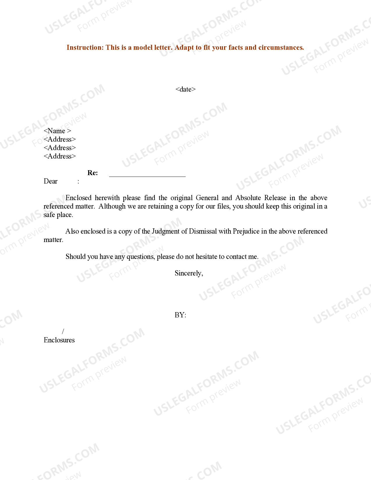 Ohio Sample Letter for General and Absolute Release - Sample Letter ...