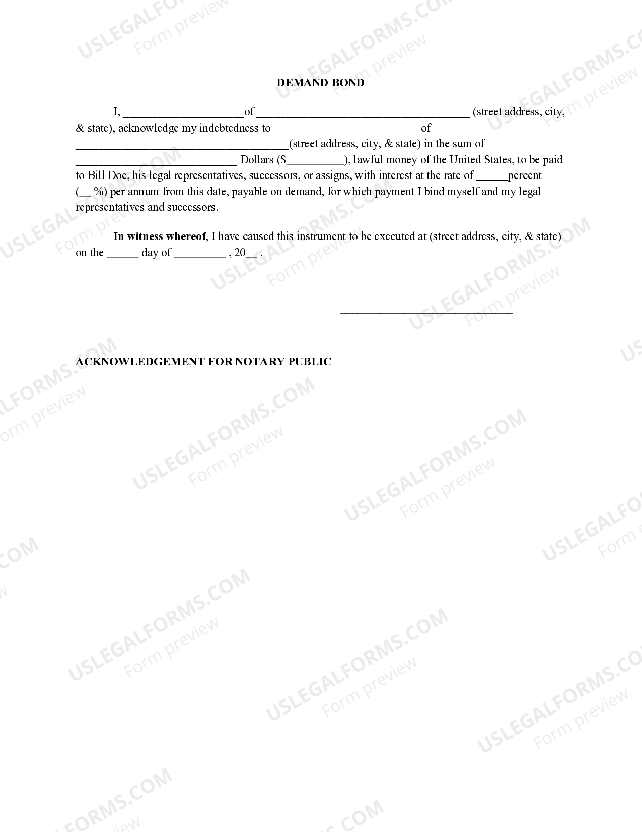 Demand Bond - Demand Bonds | US Legal Forms