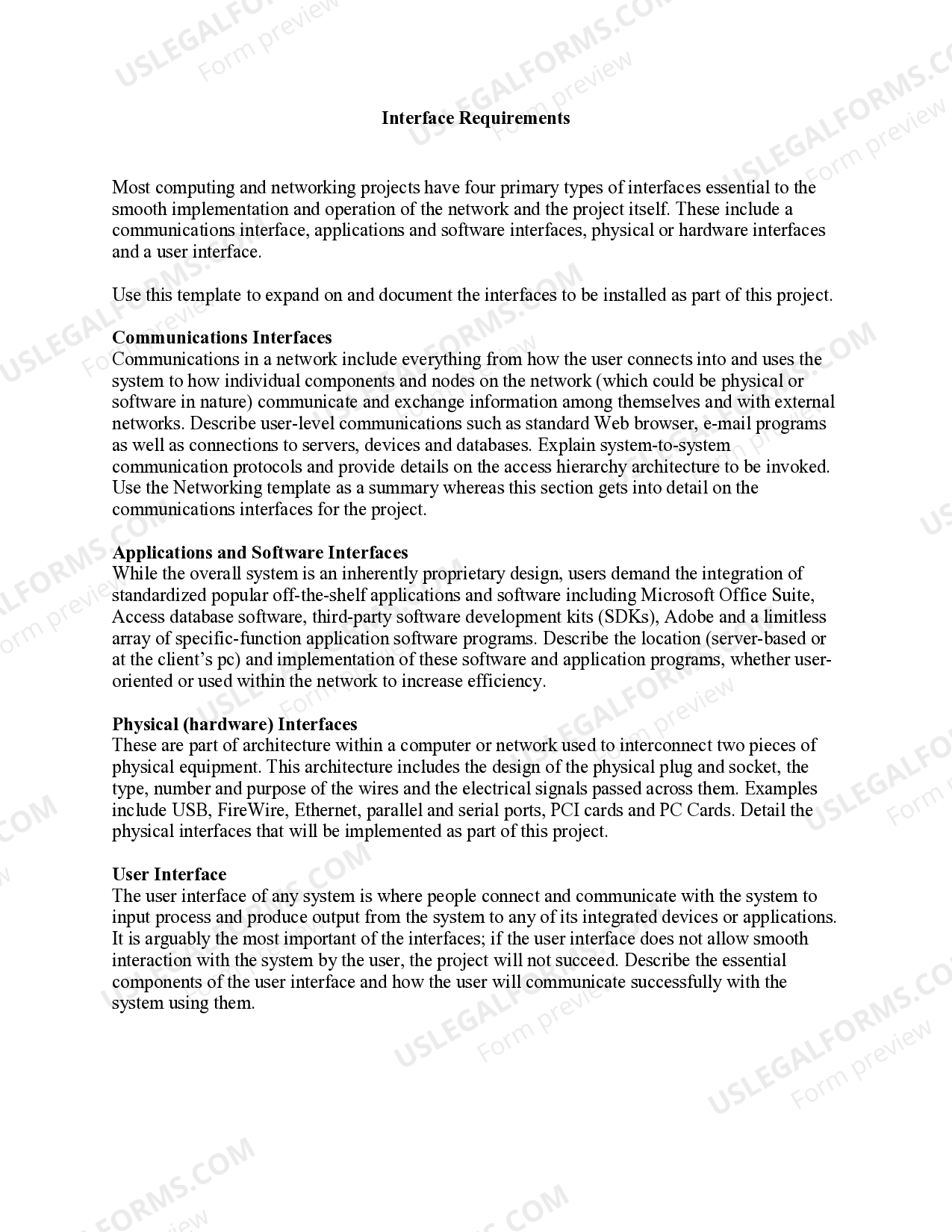Interface Requirements | US Legal Forms