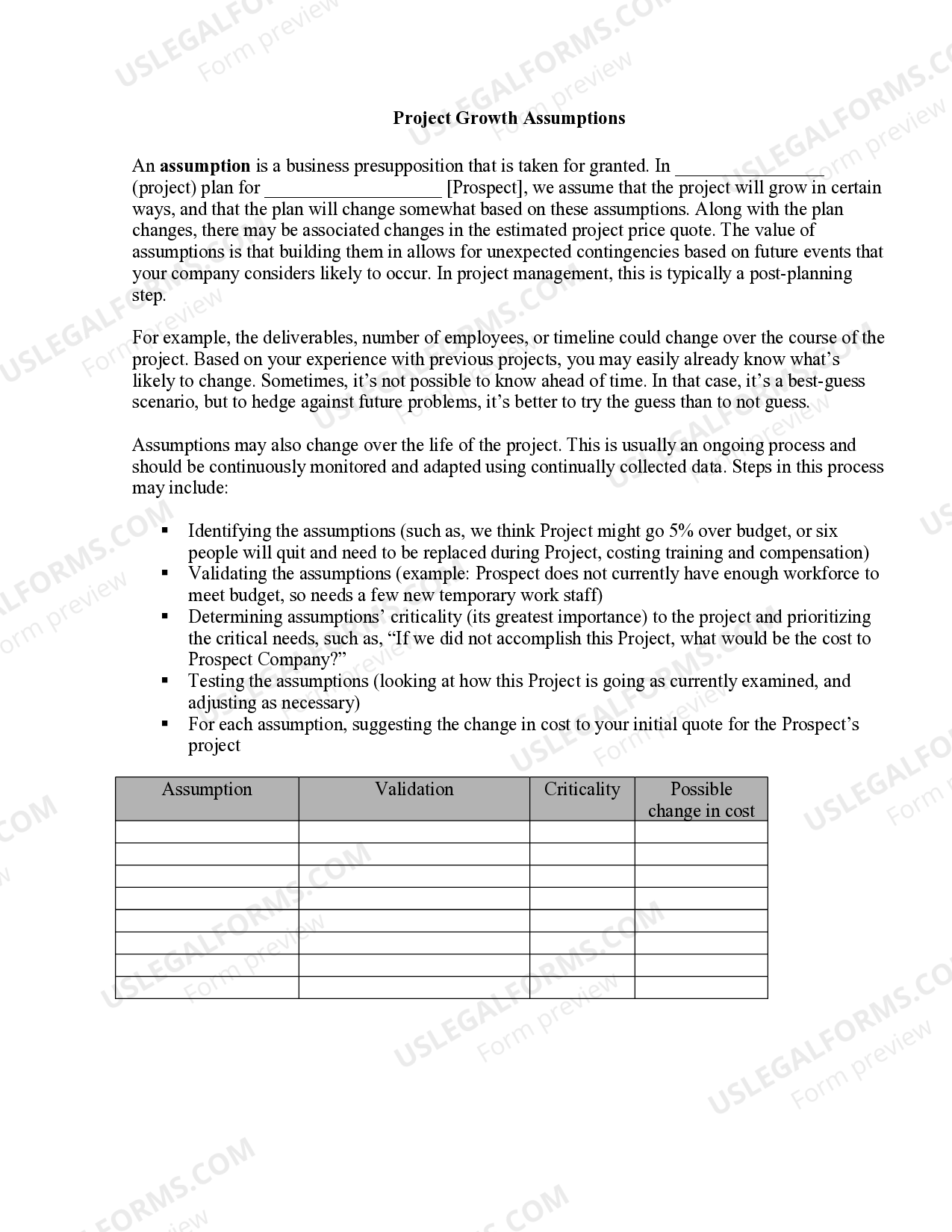 Growth Assumptions | US Legal Forms