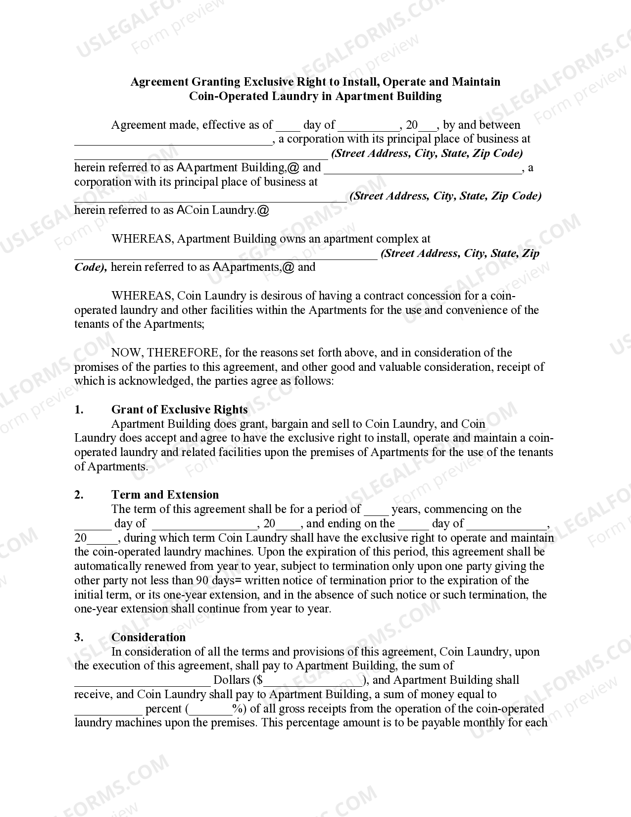 Agreement Granting Exclusive Right to Install, Operate and Maintain ...