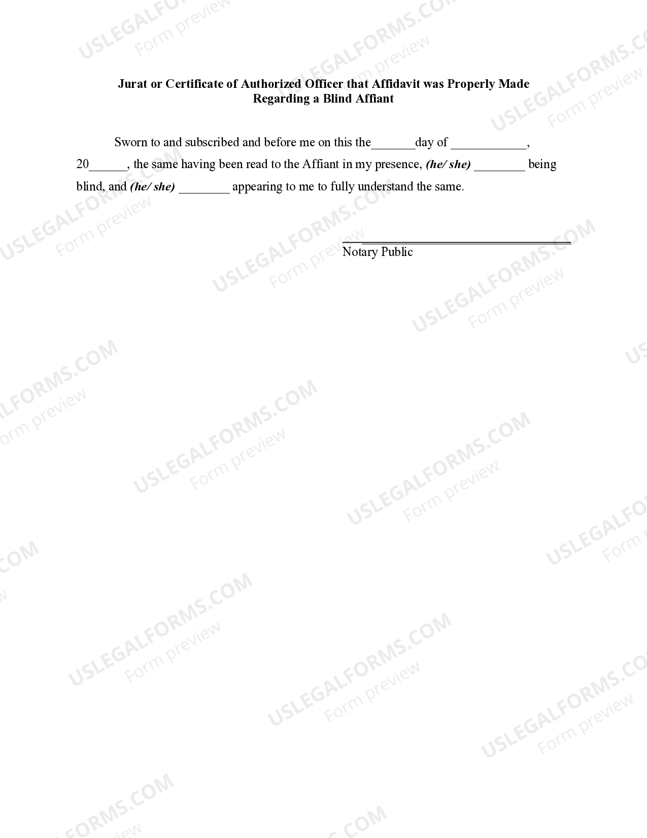 Jurat or Certificate of Authorized Officer that Affidavit was Properly ...