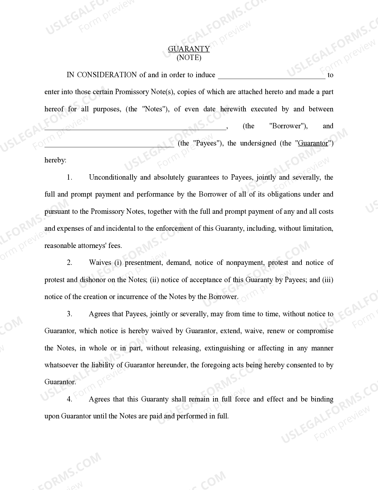 Guaranty of Promissory Note by Corporation - Individual Borrower | US ...