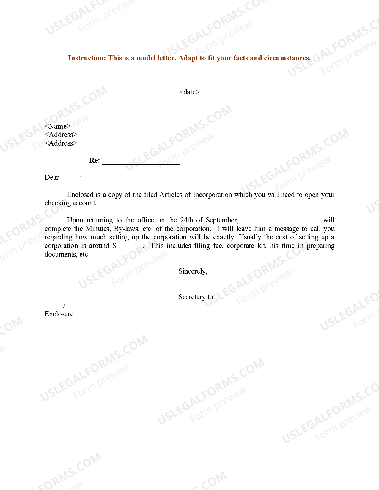 Letter Regarding Completion For Construction Project | US Legal Forms