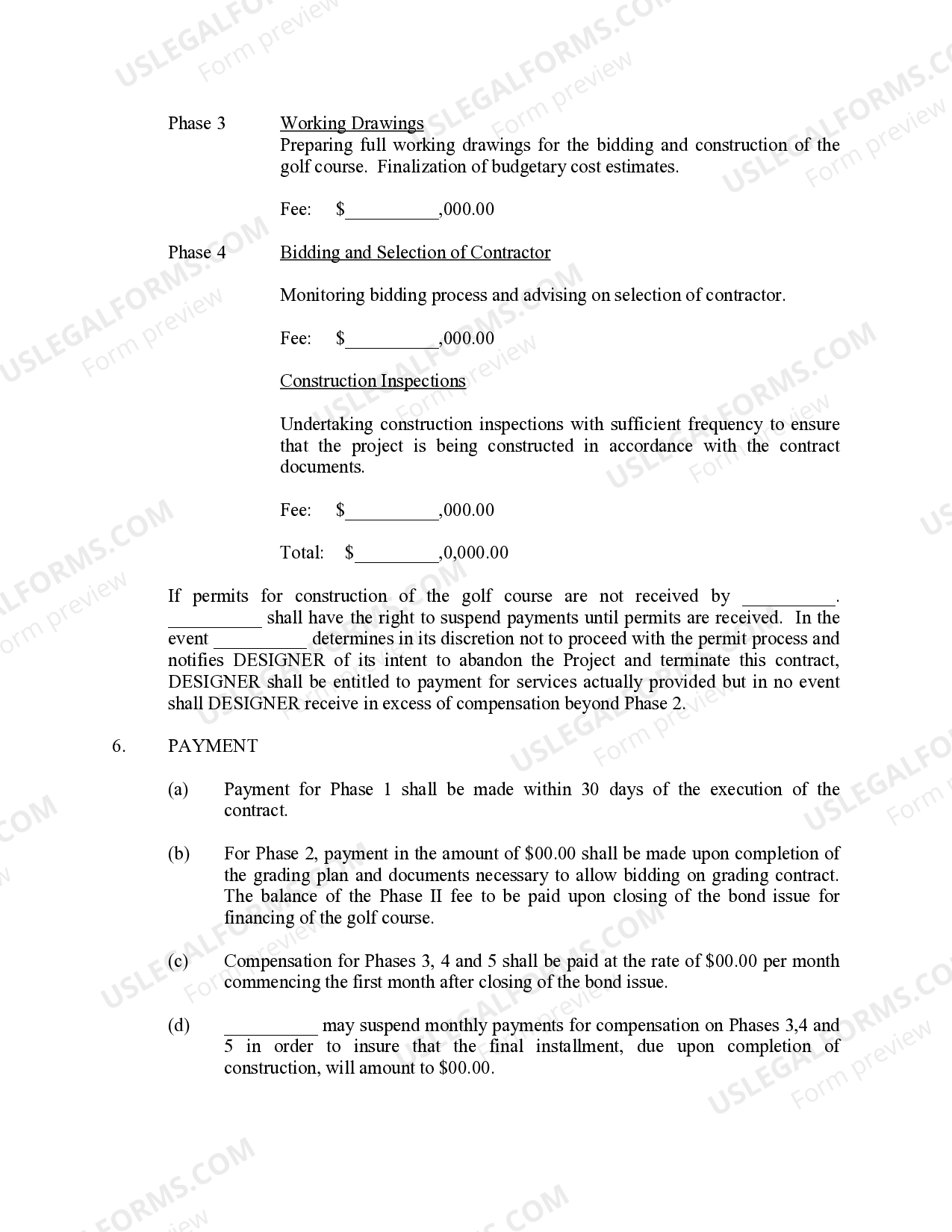 Golf Course Design Contract | US Legal Forms