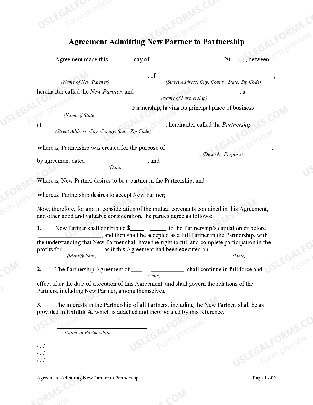 Simple Business Partnership Agreement Template