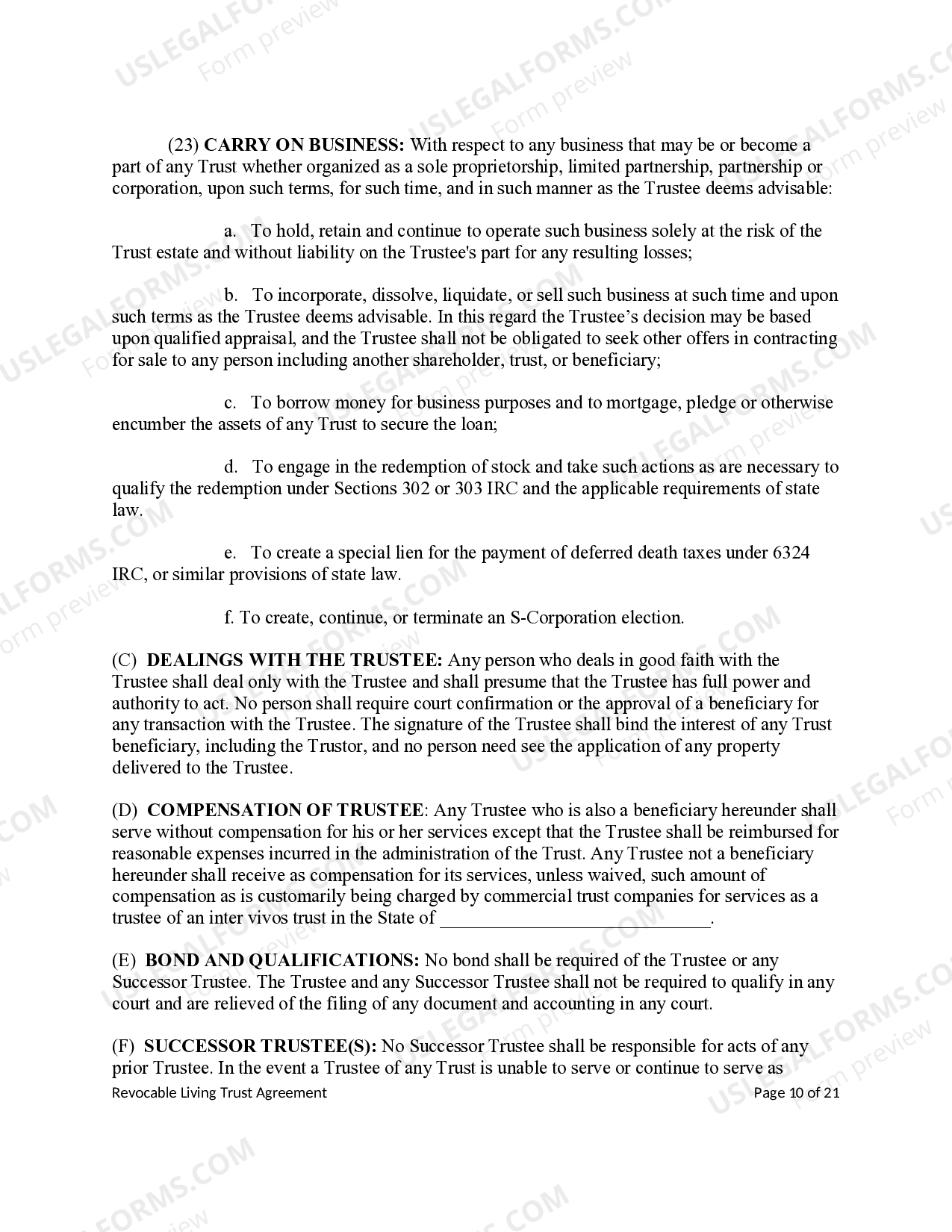 Colorado Revocable Living Trust for Single Person - Revocable Trust ...