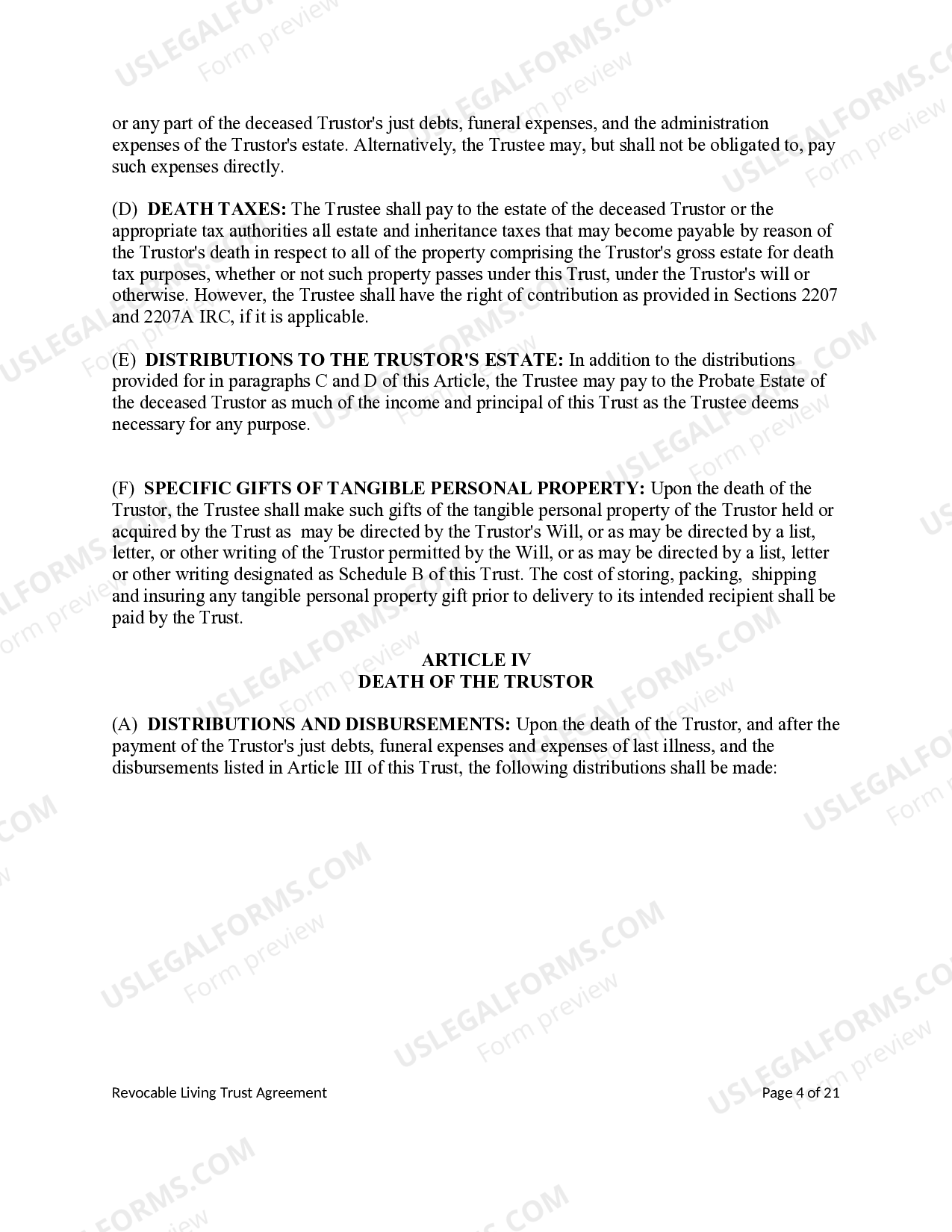 Colorado Revocable Living Trust for Single Person - Revocable Trust ...