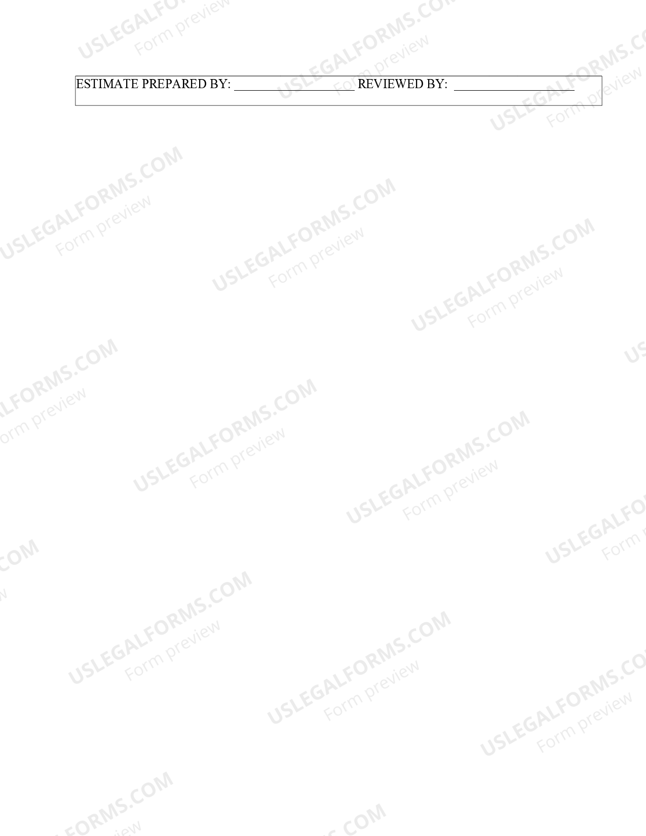 Cost Estimate Continuation Sheet - Continuation Sheet | US Legal Forms