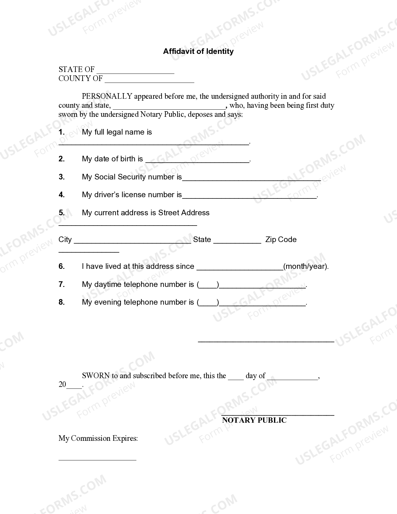 California Affidavit of Identity - State Id Template Pdf | US Legal Forms