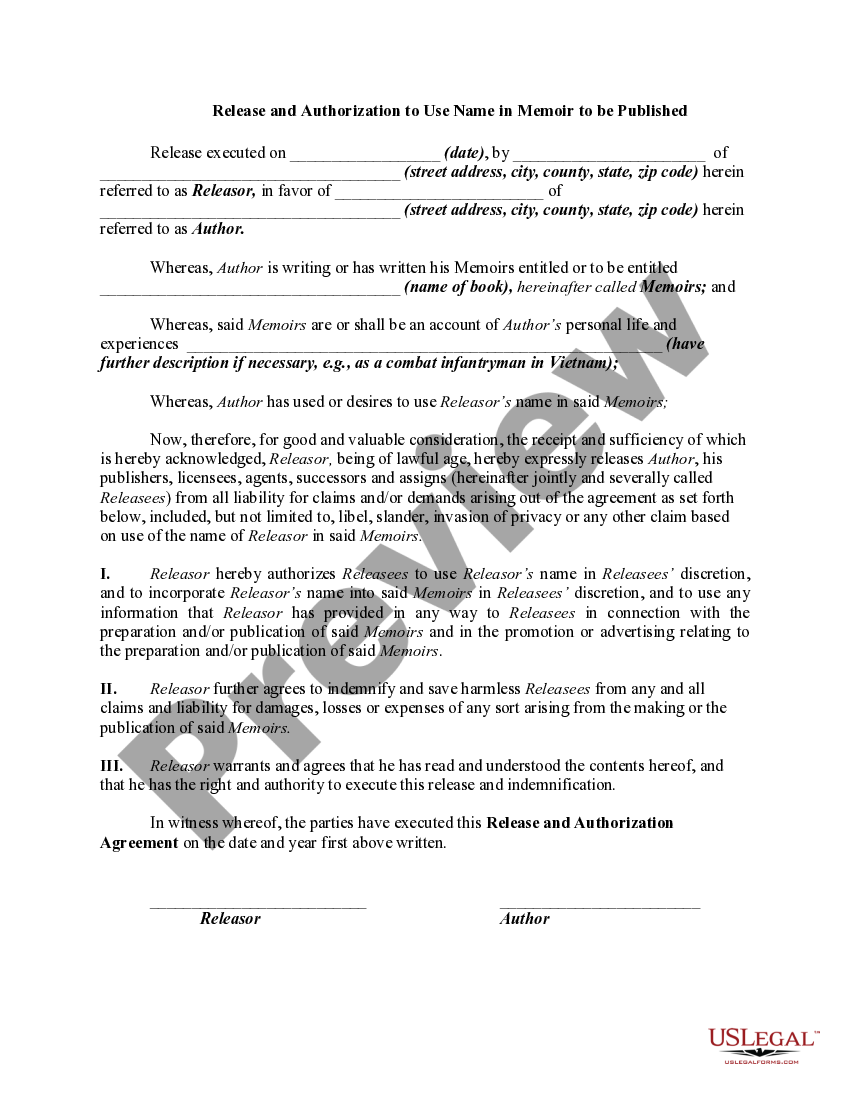 north-carolina-release-and-authorization-to-use-name-in-memoir-to-be-published-us-legal-forms
