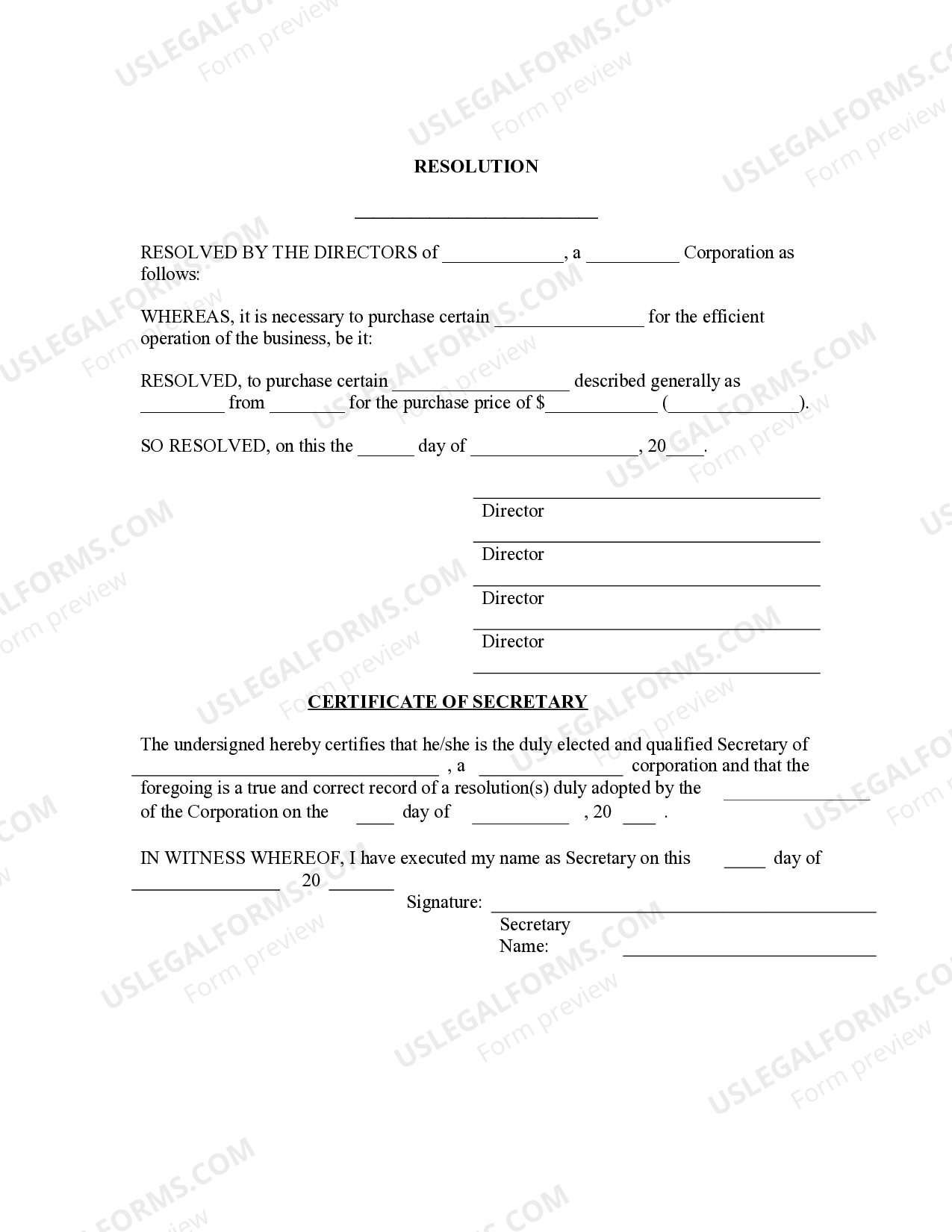 Mississippi Purchase Item - Resolution Form - Corporate Resolutions ...