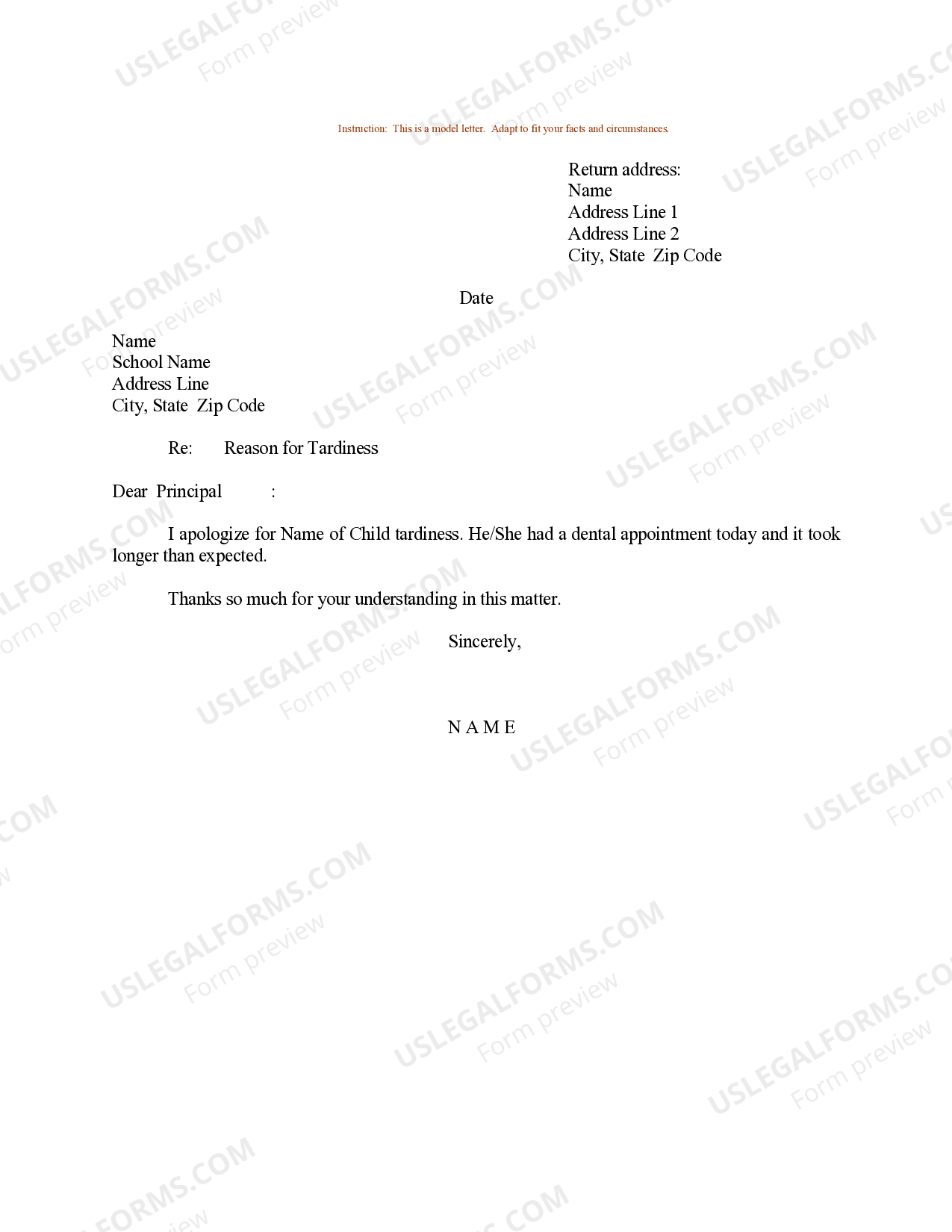 South Dakota Sample Letter for Reason for Tardiness - Reason For ...