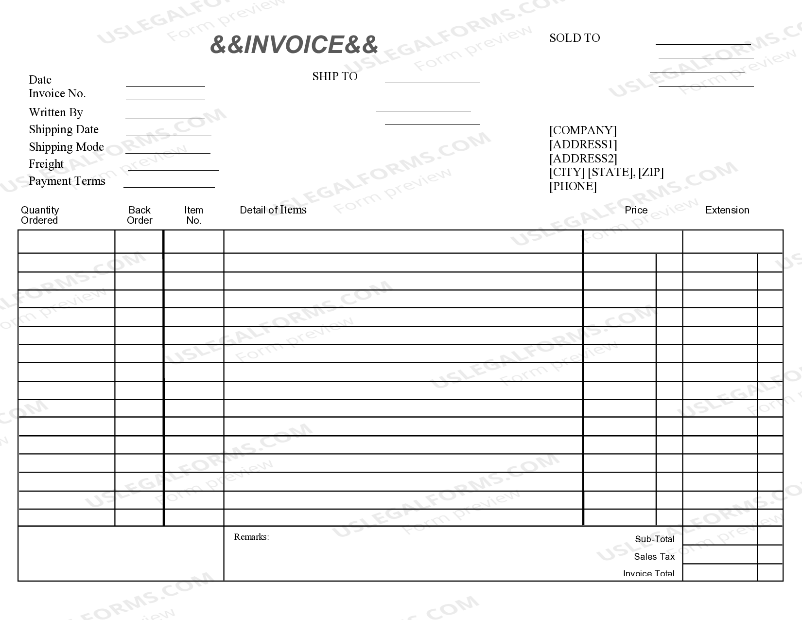Invoice 6 | US Legal Forms