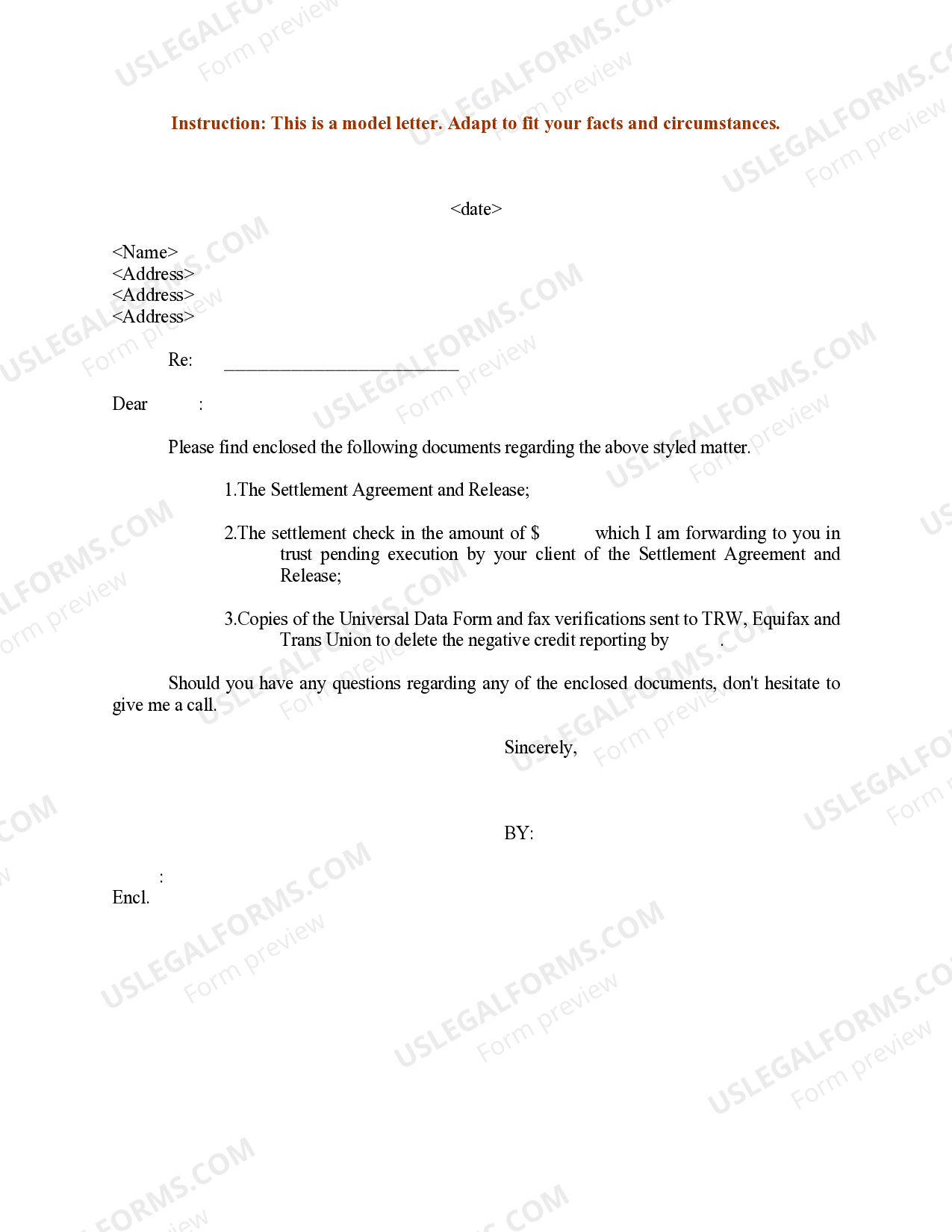 Sample Letter for Settlement Check - Sample Letter Settlement | US ...