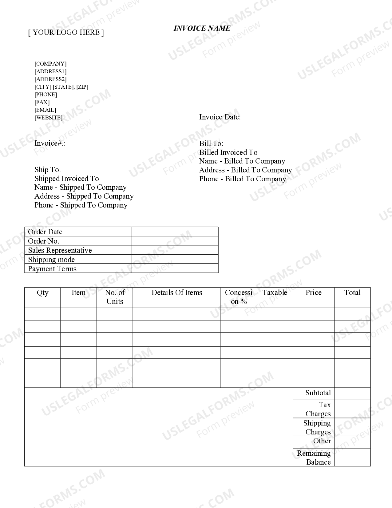 Invoice 9 | US Legal Forms