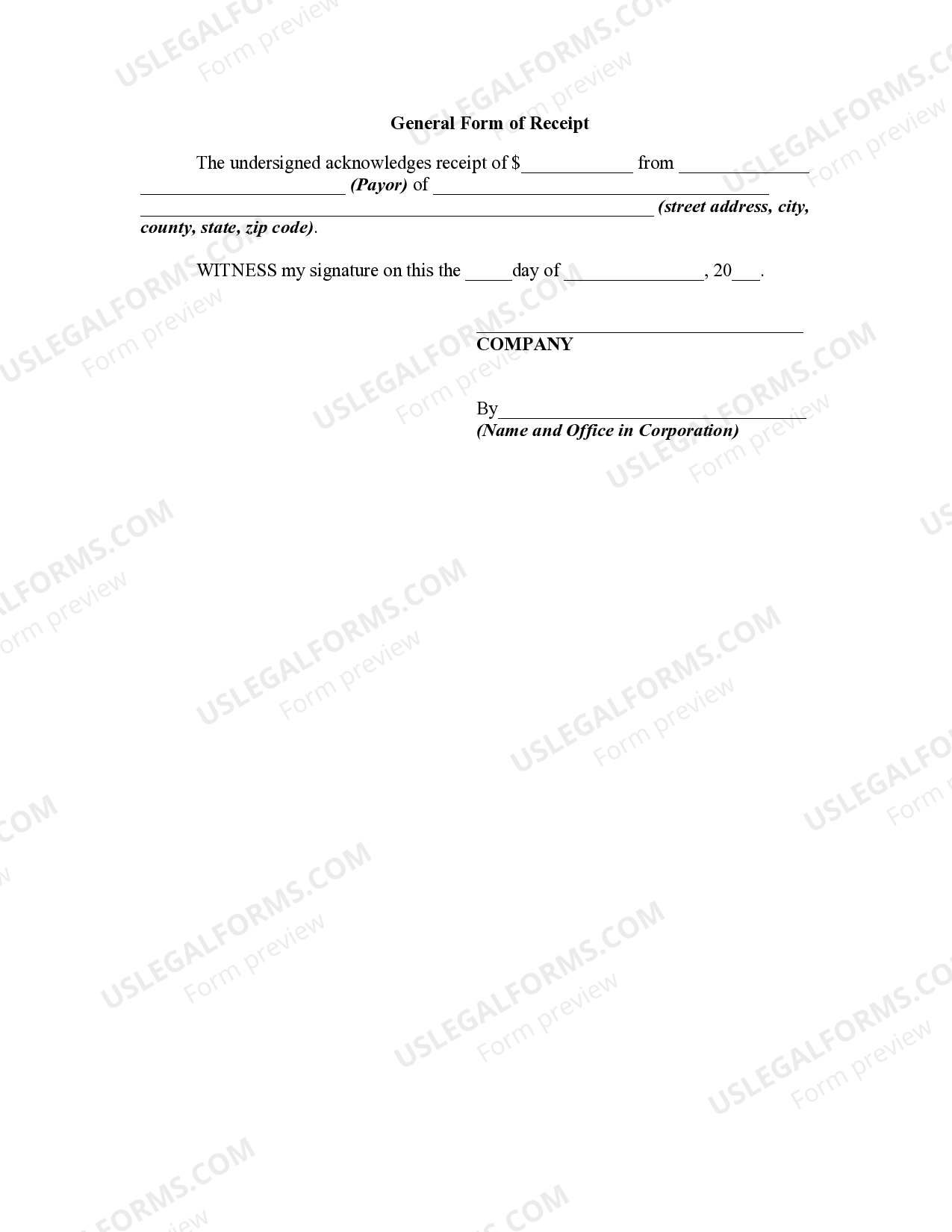 Louisiana General Form of Receipt - General Receipt Template | US Legal ...