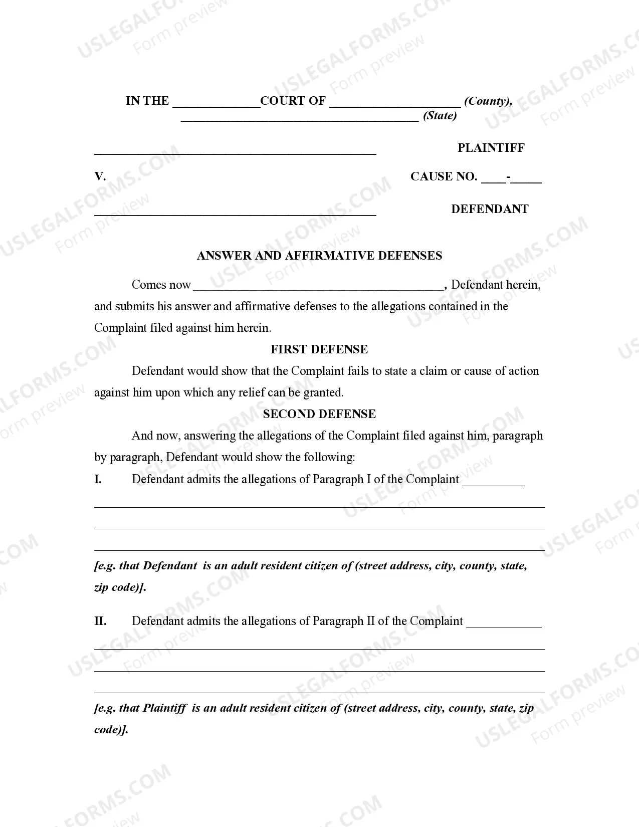 Answer To Lawsuit Example For Lawsuit US Legal Forms Answer To Lawsuit Example For Lawsuit US Legal Forms