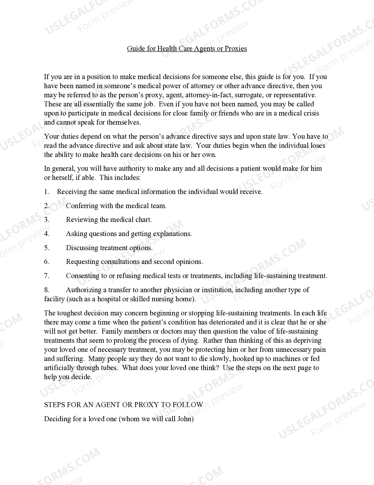 Guide for Health Care Agents | US Legal Forms