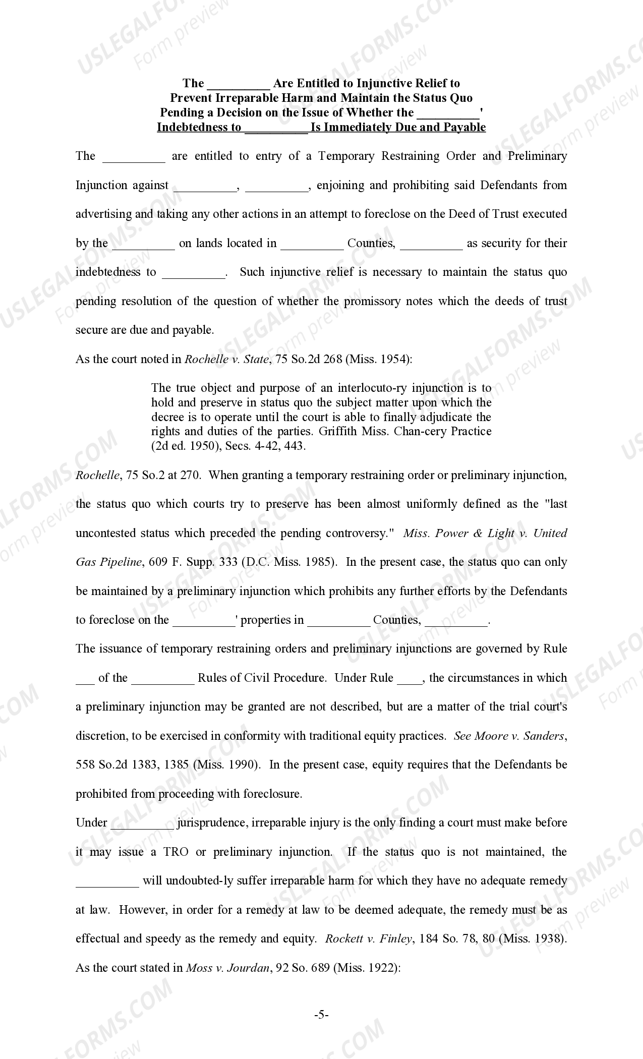 Sample Brief - Injunction | US Legal Forms