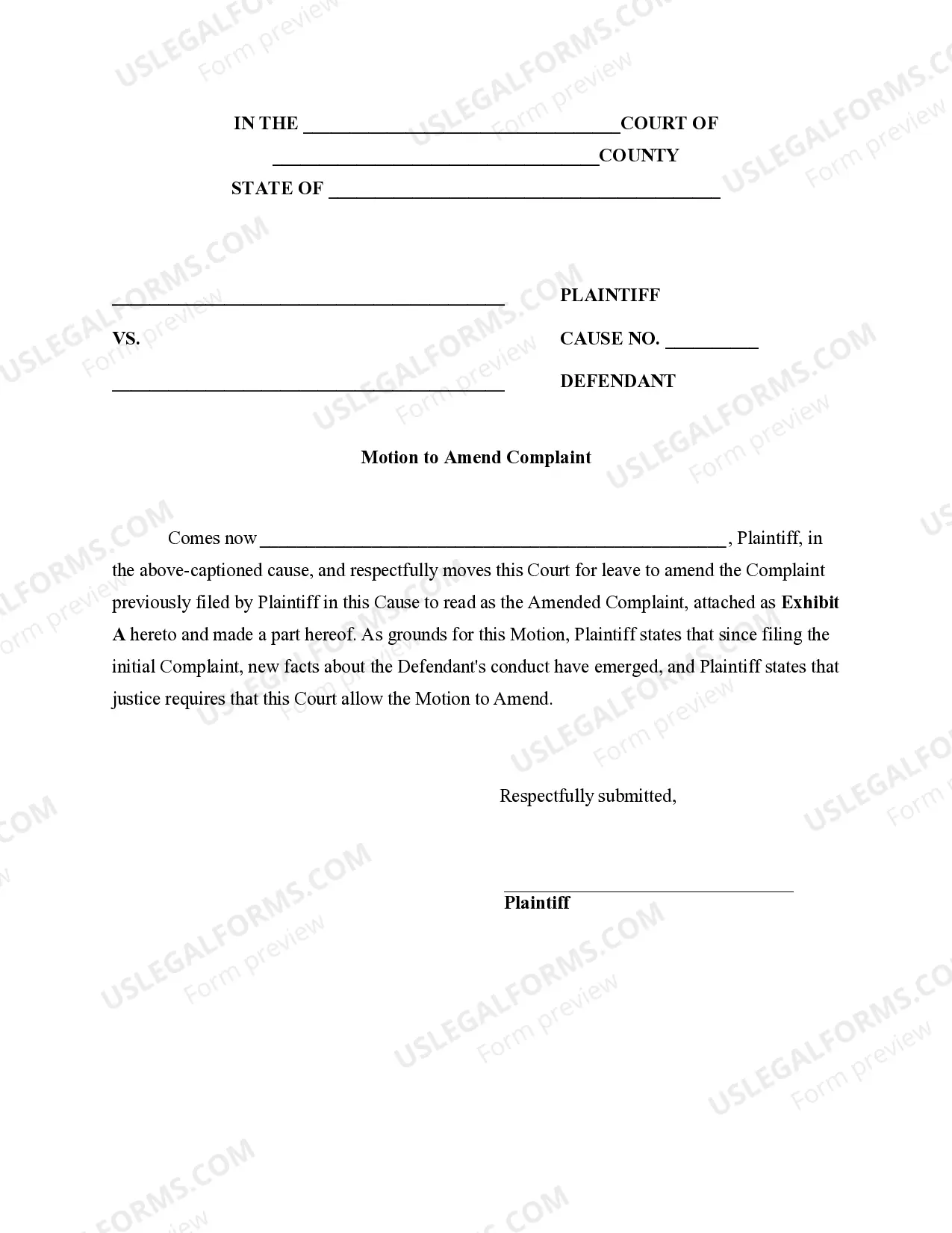 Simple Motion To Amend Complaint And Notice Of Motion Motion Amend Simple Motion To Amend Complaint And Notice Of Motion Motion Amend